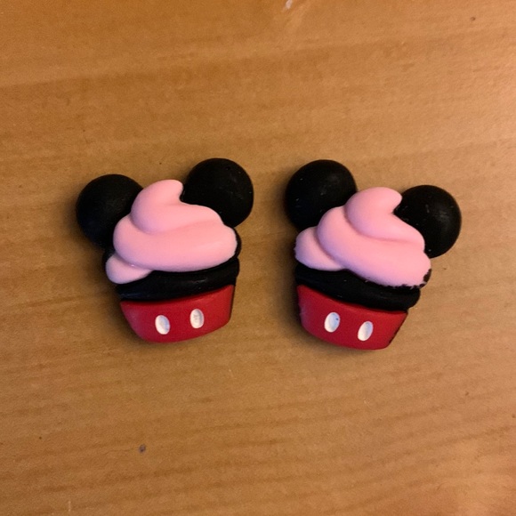 Jewelry | New Mouse Ears Cupcake Earrings Black Red W Pink Icing | Poshmark